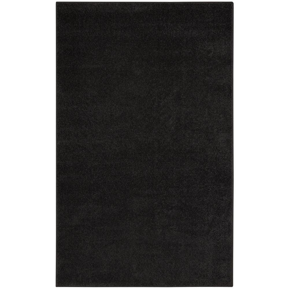 Nourison Essentials 3 ft. x 5 ft. Black Solid Contemporary Indoor ...