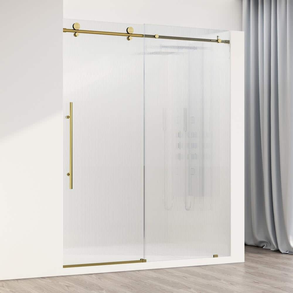 VIGO Elan E-Class 56 to 60 in. W x 76 in. H Sliding Frameless Shower ...