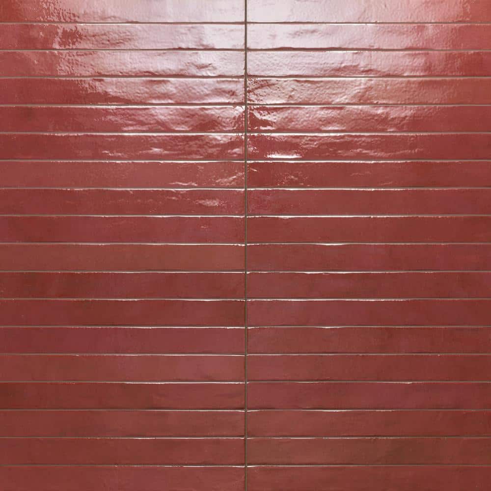 Bedrosians Chroma 2 in. x 18 in. Red Porcelain Subway Tile (7.42 sq. ft ...