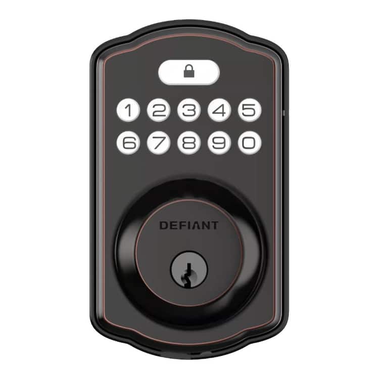 Defiant Single Cylinder Castle Electronic Keypad Deadbolt Aged Bronze ...