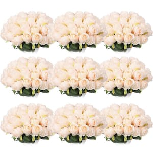 20 in. White Outdoor Artificial Rose Flower for Decoration 100 Pieces ...