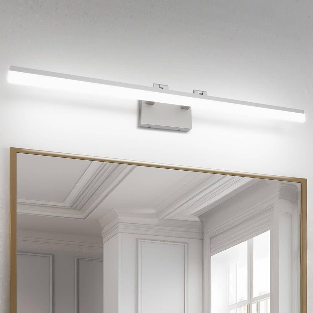 JUSHENG 39 in. 1 Light Silver LED Vanity Light Bar with Aluminum ...