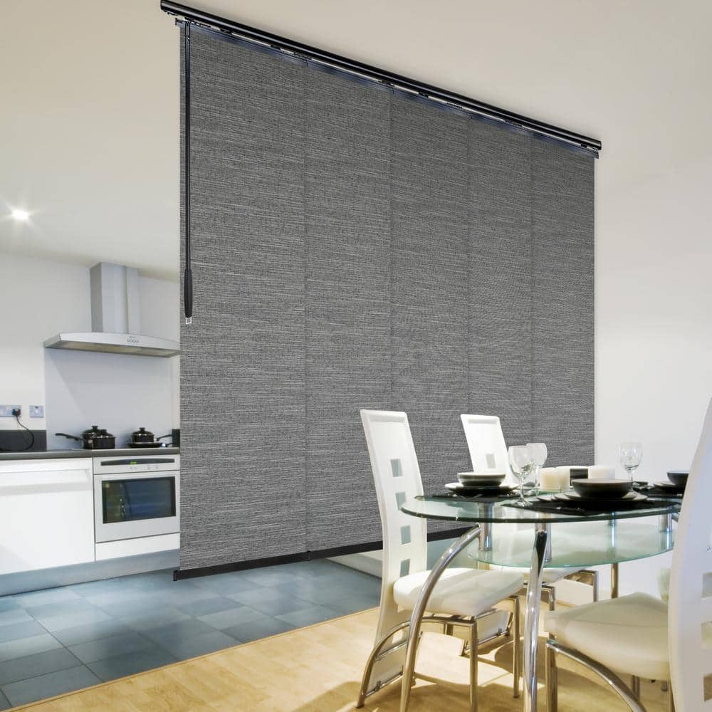 EMOH Heather 58 in. - 110 in. W x 94 in. L Adjustable 5- Panel in Black ...