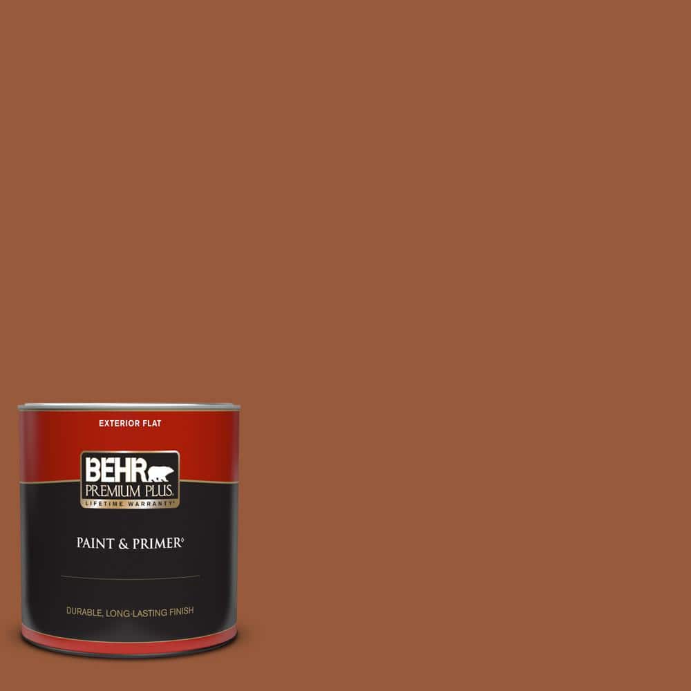 BEHR PREMIUM PLUS 1 qt. #230D-7 Cinnamon Brandy Flat Exterior Paint ...