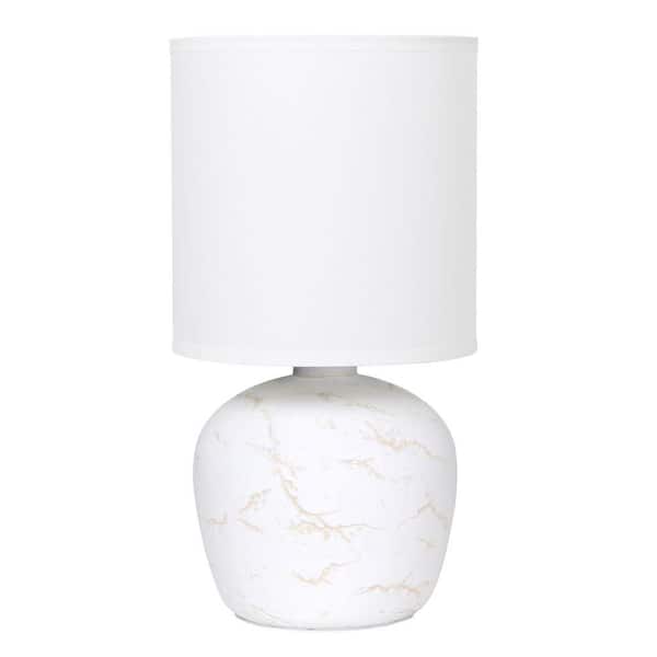 Simple Designs 12.4 Mini Marble-Inspired Concrete Table Lamp, Off White ...