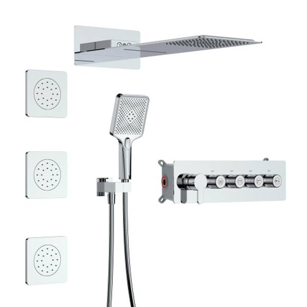Lukvuzo 23 in. 2-Spray 1.8 gpm Dual Flexible Wall Mount Shower System ...