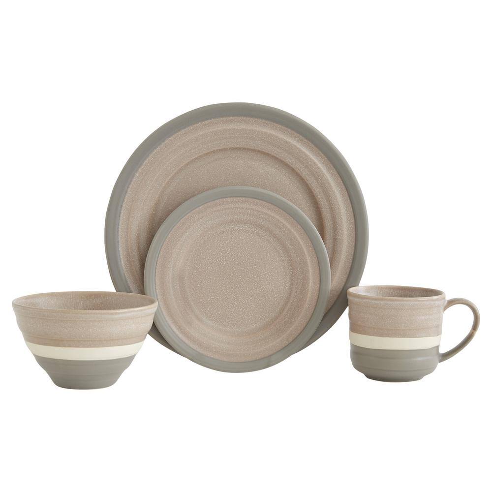 BAUM Harper 16-Piece Bisque Color Ceramic Dinnerware Set (Service for 4 ...