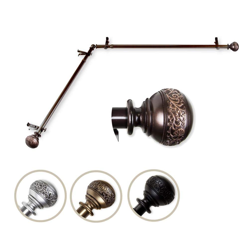 66 in. to 120 in. 13/16 in. Adjustable Corner Window Curtain Rod in ...