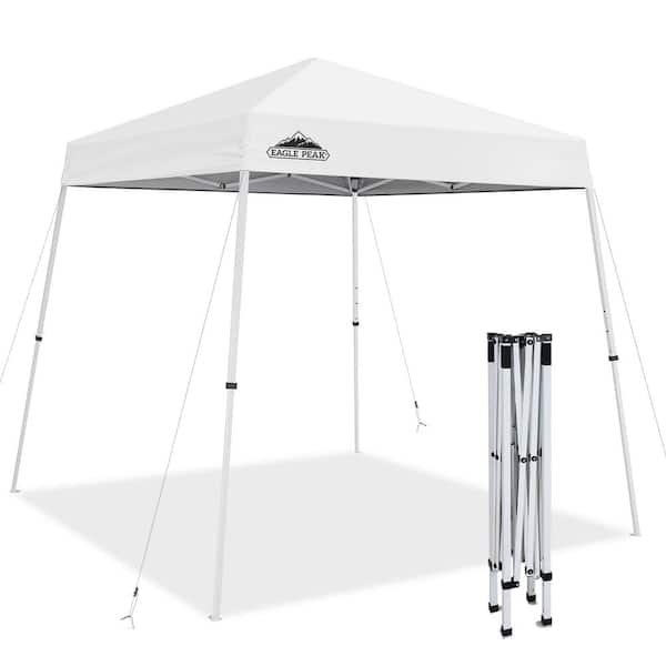 EAGLE PEAK 8 ft. x 8 ft. White Slant Leg Pop-Up Canopy E36SL-WHT-HD ...