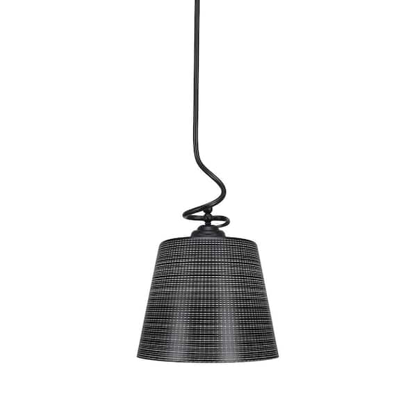 Royale 100-Watt 1-Light Matte Black Shaded Pendant Light with 10 in ...