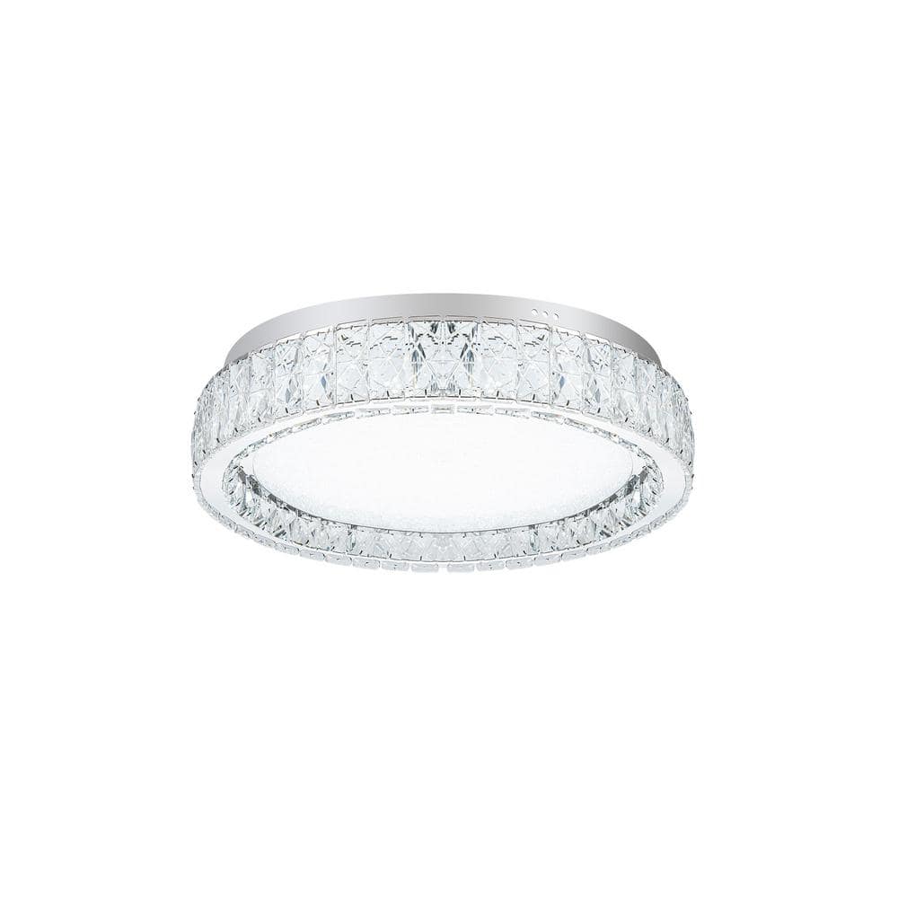 9.84 in. 1-Light Modern Crystal Chrome LED Flush Mount Ceiling Light ...