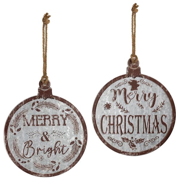 Northlight Merry Christmas and Merry and Bright Wall Signs-14 "-Gray ...