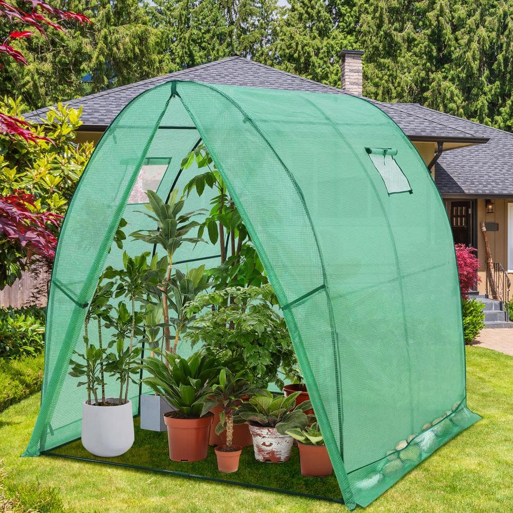 EAGLE PEAK 5.9 ft. x 5.9 ft. x 6.6 ft. Portable Green Walk-in Tunnel ...