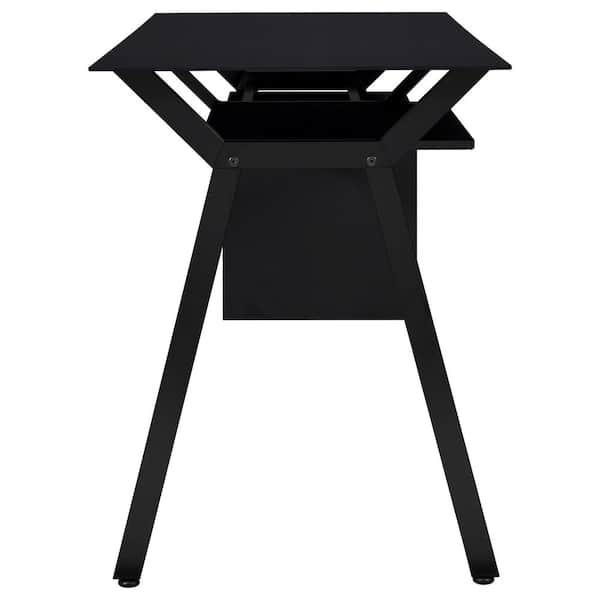 Coaster Weaving 55 in. Rectangular Black 2 Drawer Computer Desk with Keyboard Tray 800436 The Home Depot
