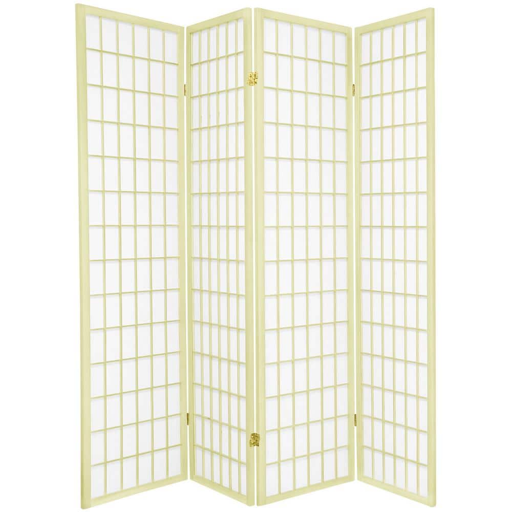 Oriental Furniture 6 ft. Ivory Window Pane 4-Panel Room Divider WPSP-4P ...