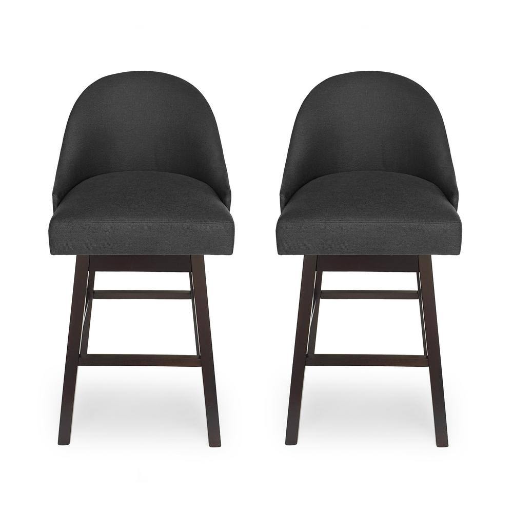 Noble House Boyd 42.25 in. Dark Charcoal Swivel Bar Stool (Set of 2 ...