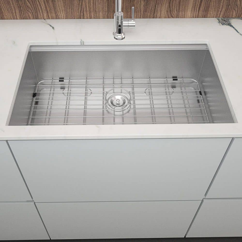 Timussi 32 in. Undermount Single Bowl 16 Gauge Brushed Nickel Stainless ...