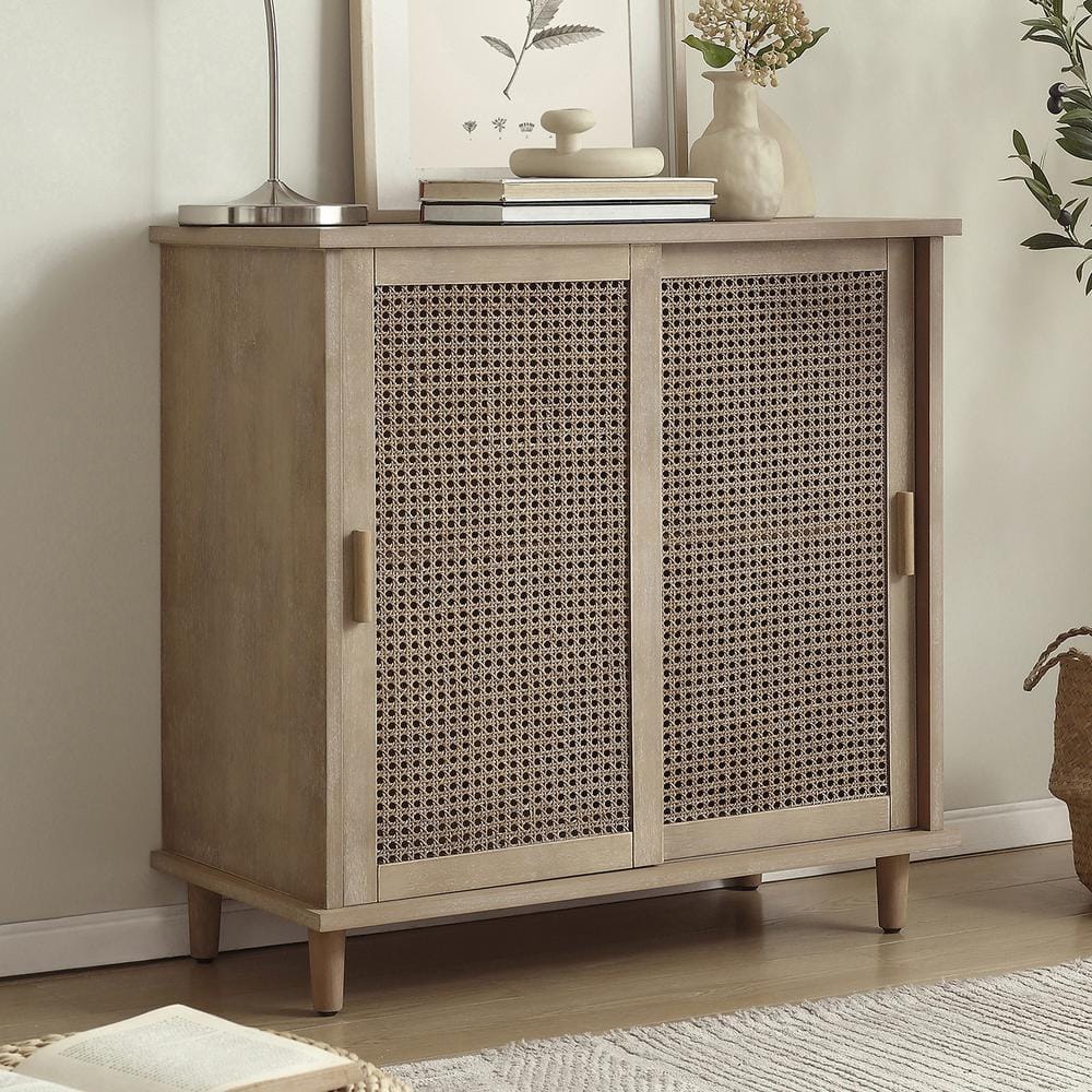 Art Leon Rustic Natural Wood Buffet Cabinet with Circle Surface Design ...