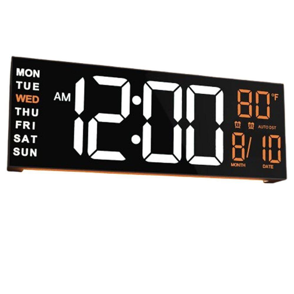 15.35" Large Digital Plastic Wall Clock, White Orange YYD6-025 - The ...
