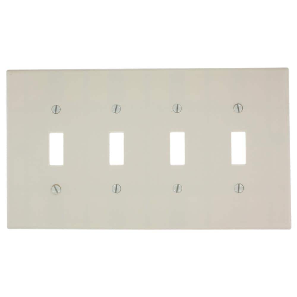 Leviton 4-Gang Light Almond Toggle Plastic Midway/Midsize Wall Plate (1 ...