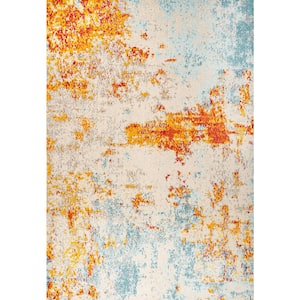 JONATHAN Y Sunset Modern Abstract Blue/Multi 5 ft. x 8 ft. Area Rug ...