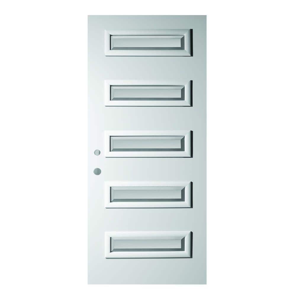 Stanley Doors 32 in. x 80 in. Ruth Satin Opaque 5 Lite Painted White ...