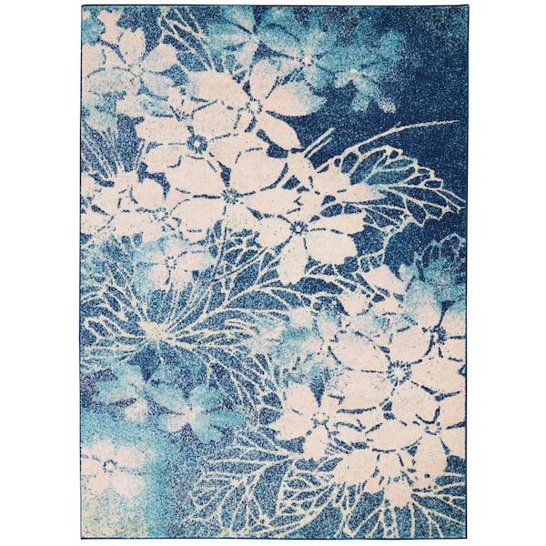 Nourison Tranquil Navy/Pink 6 ft. x 9 ft. Persian Vintage Area Rug ...