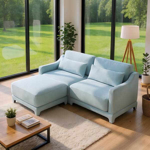 Homy Casa LZYSZL 61 in. Straight Arm 3-Piece Chenille Modular Sectional Sofa with Comfort and 2 ...