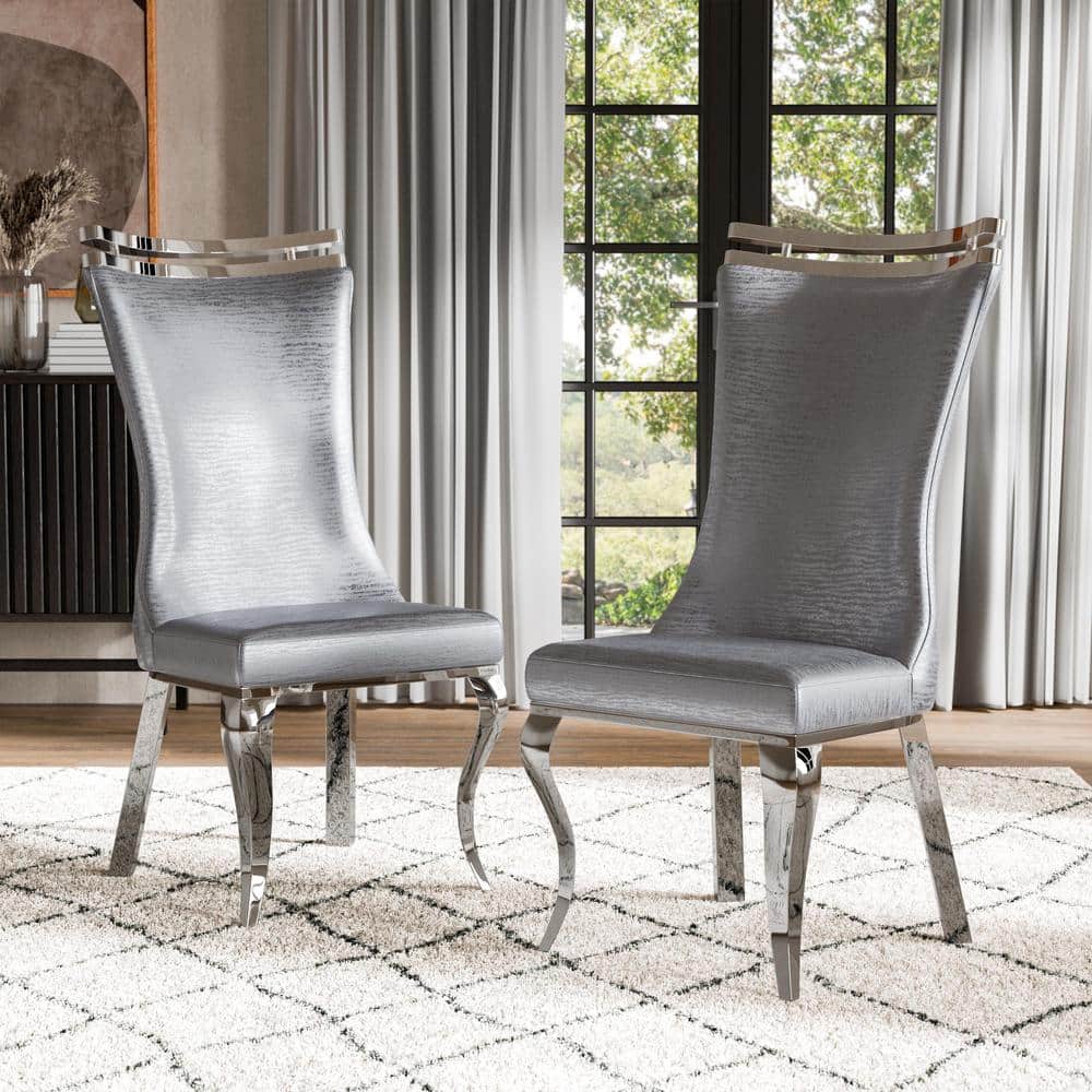 Furniture of America Weirsh Gray Fabric Upholstered Double Crown Dining ...