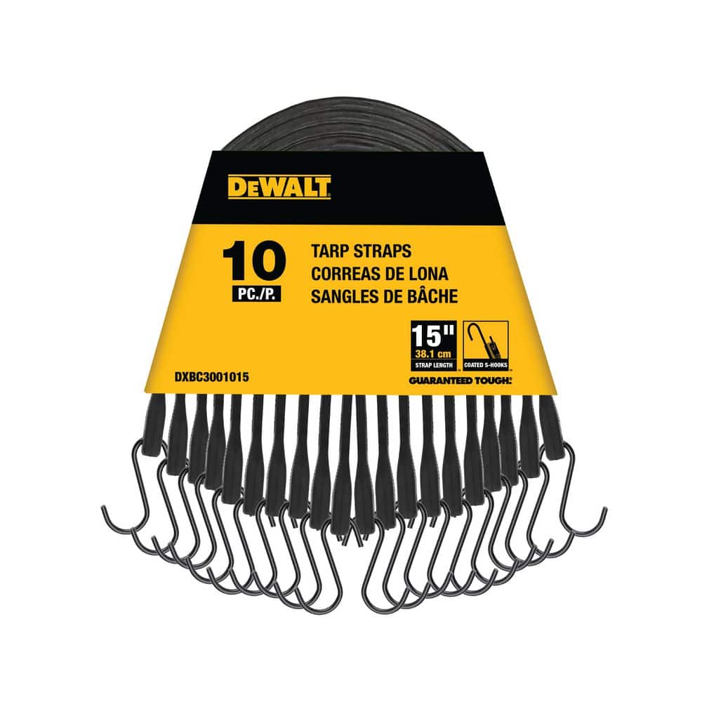 DEWALT 15 in. Natural Rubber Tarp Straps, 10-Pack DXBC3001015 - The ...