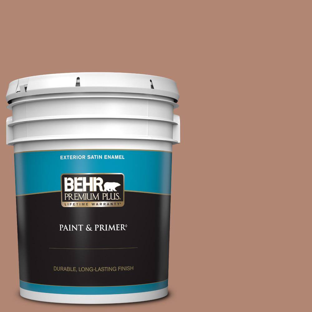 BEHR PREMIUM PLUS 5 gal. #220F-5 Light Mocha Satin Enamel Exterior ...