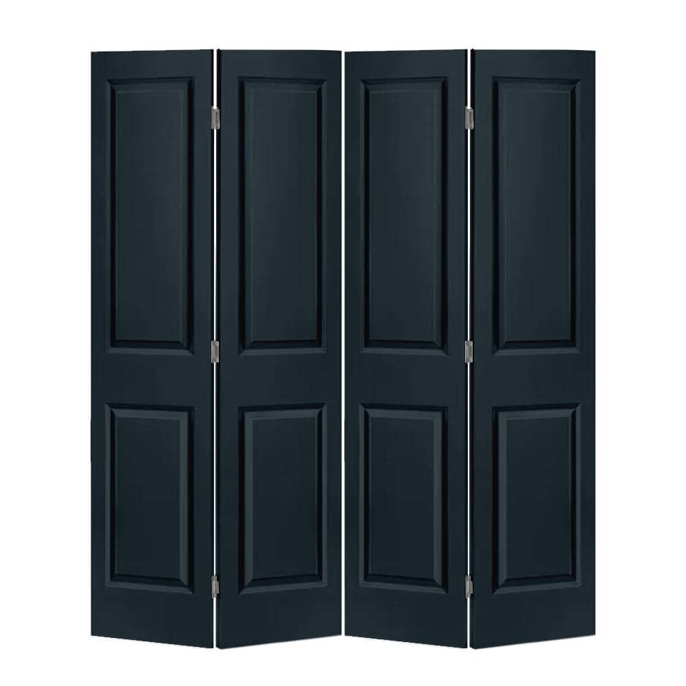CALHOME 48 in. x 80 in. 2 Panel Charcoal Gray Painted MDF Composite Bi ...