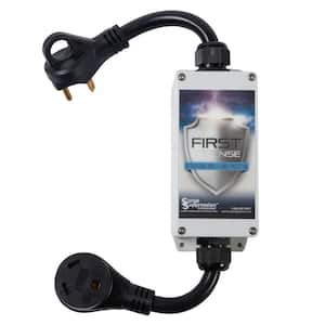 FIRST DEFENSE 1 ft. 30 Amp Portable 3 Conductor Plug-in Marine Surge ...