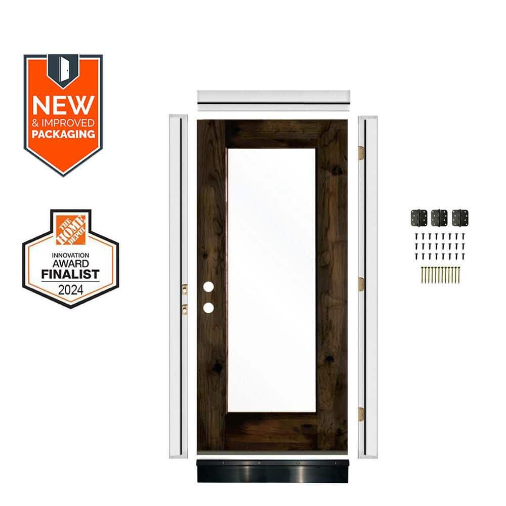 Krosswood Doors 32in.x80in. RH Full Clear Glass Black Stain KnottyAlder ...