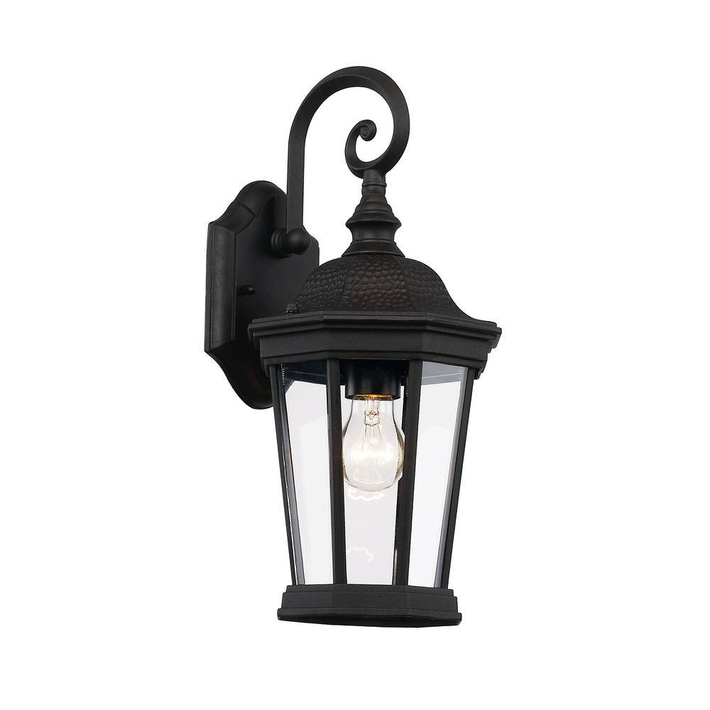 Westfield 16.5 in. 1-Light Black Outdoor Wall Light Fixture with Clear ...