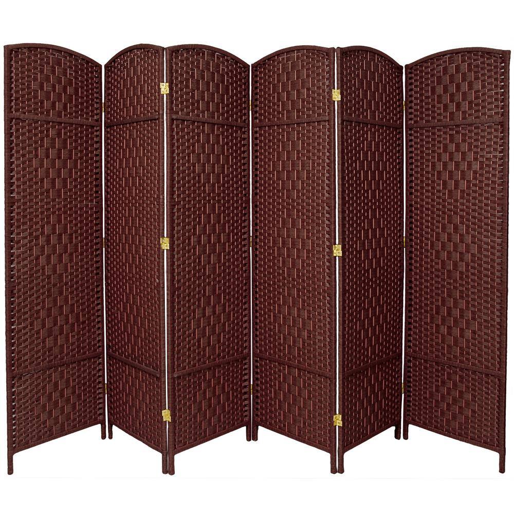 Oriental Furniture 7 ft. Dark Red 6-Panel Room Divider FB-7OPDM-DRD-6P ...