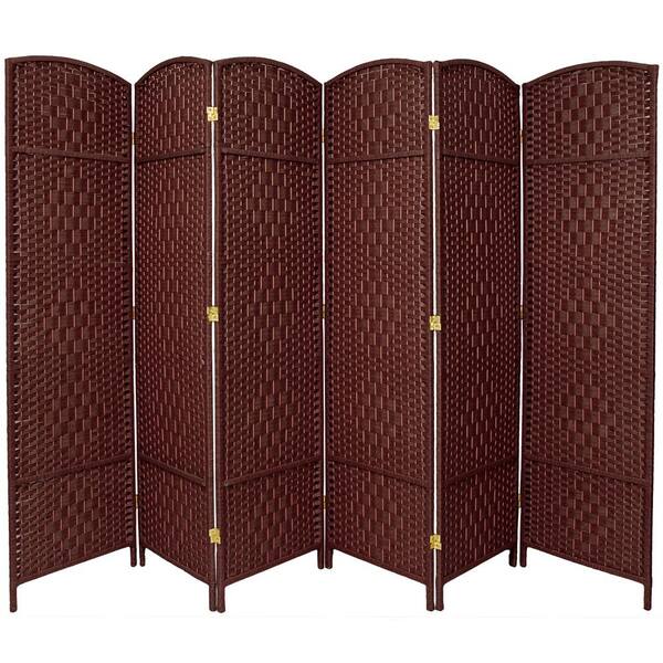 Oriental Furniture 7 ft. Dark Red 6-Panel Room Divider FB-7OPDM-DRD-6P ...