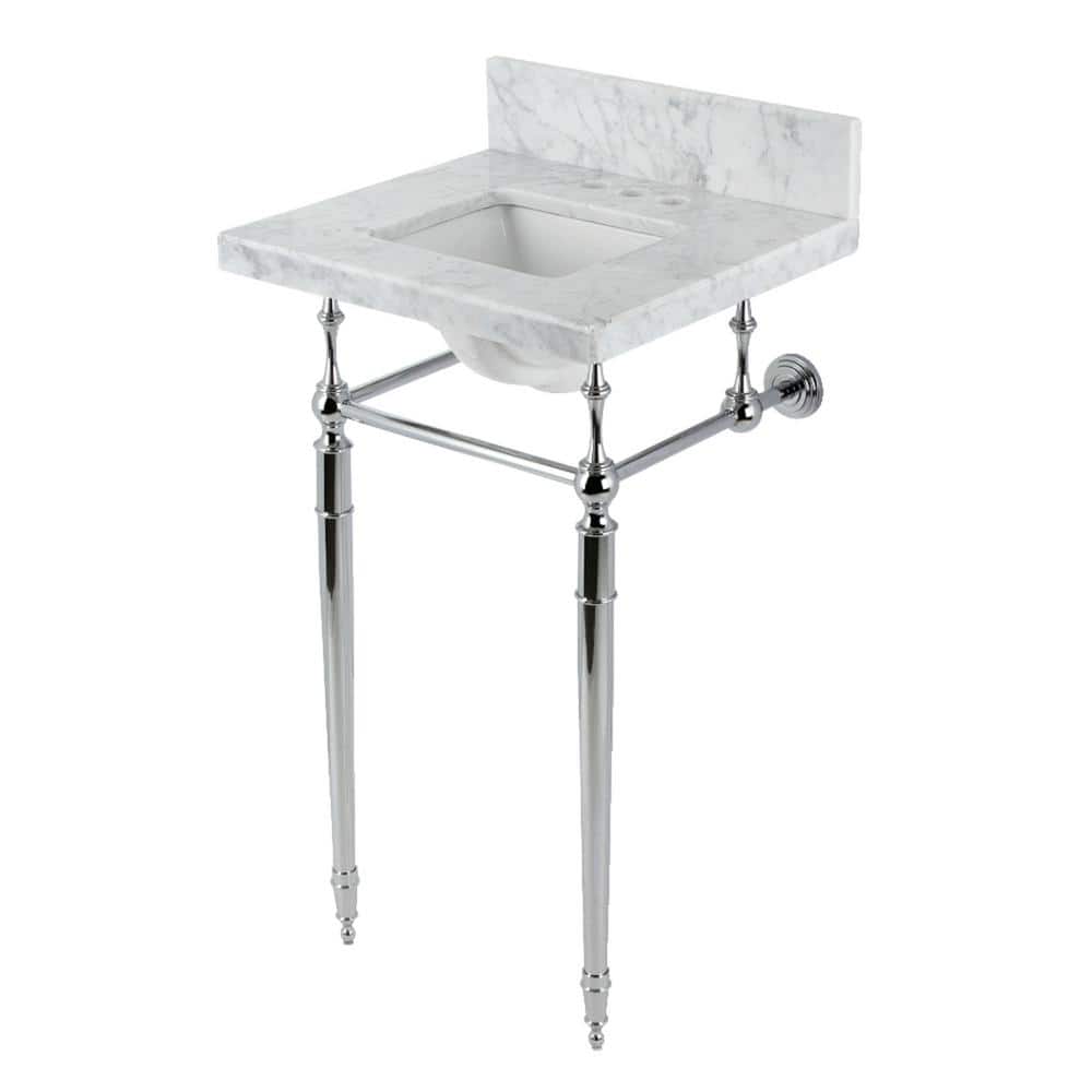 Kingston Brass Fauceture 19 in. Marble Console Sink Set with Brass Legs ...
