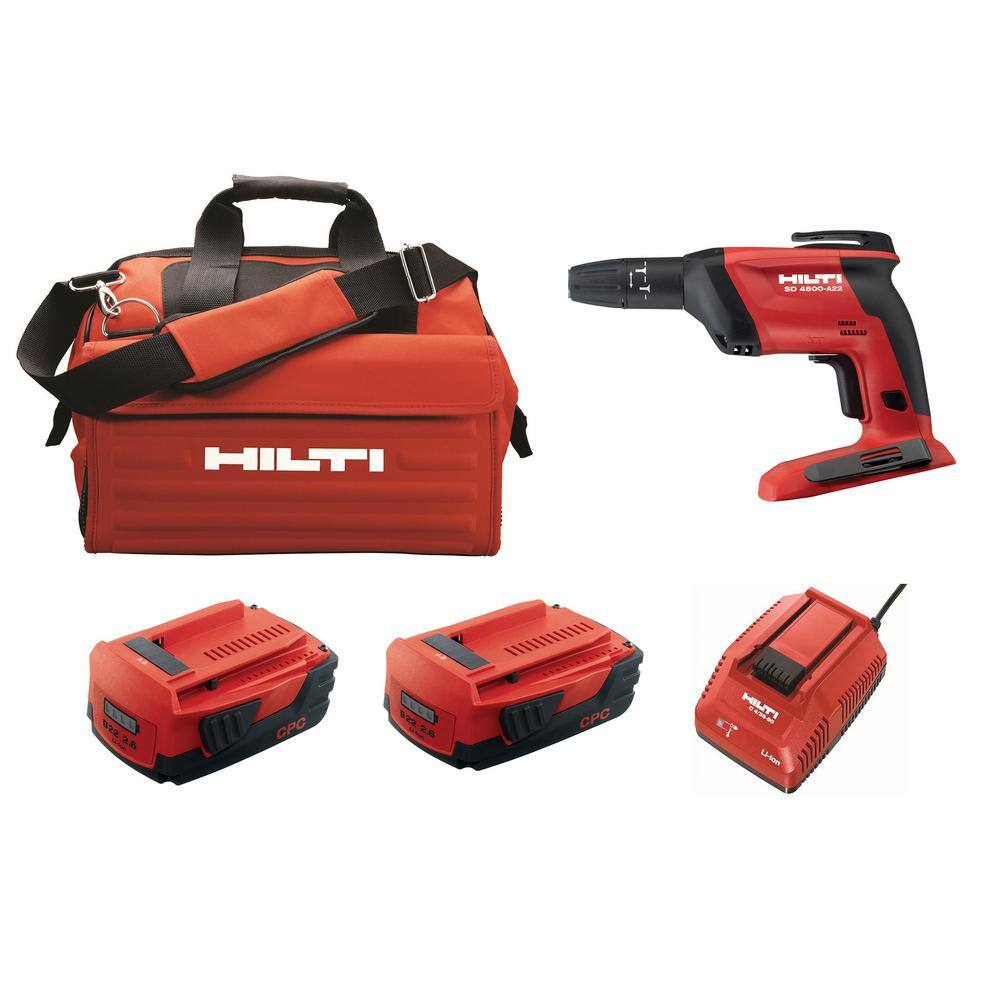 Hilti 22-Volt Cordless Brushless SD 4500 Drywall Screwdriver Kit with ...
