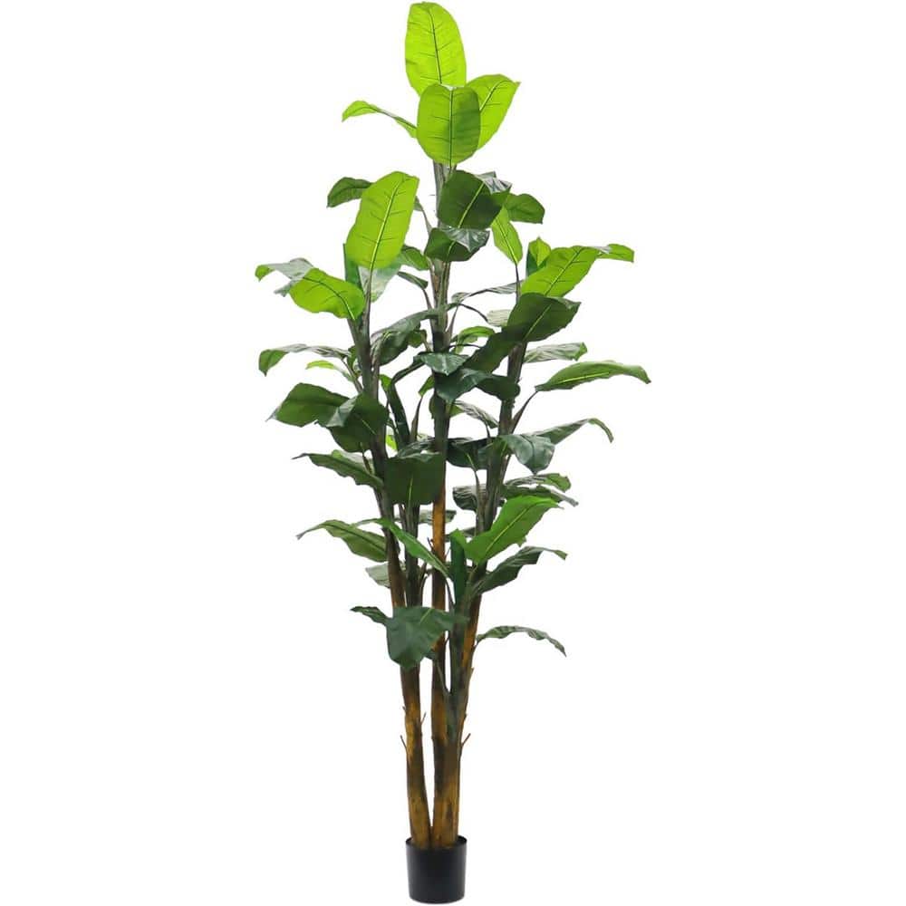 Larksilk 8ft. Artificial Banana Tree in Pot, 50 Leaves, Realistic ...