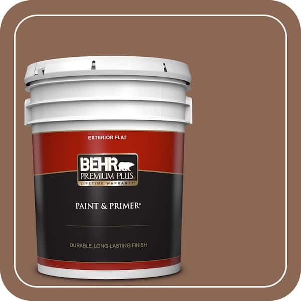 BEHR PREMIUM PLUS 5 gal. #PPU3-17 Clay Pot Flat Exterior Paint & Primer ...