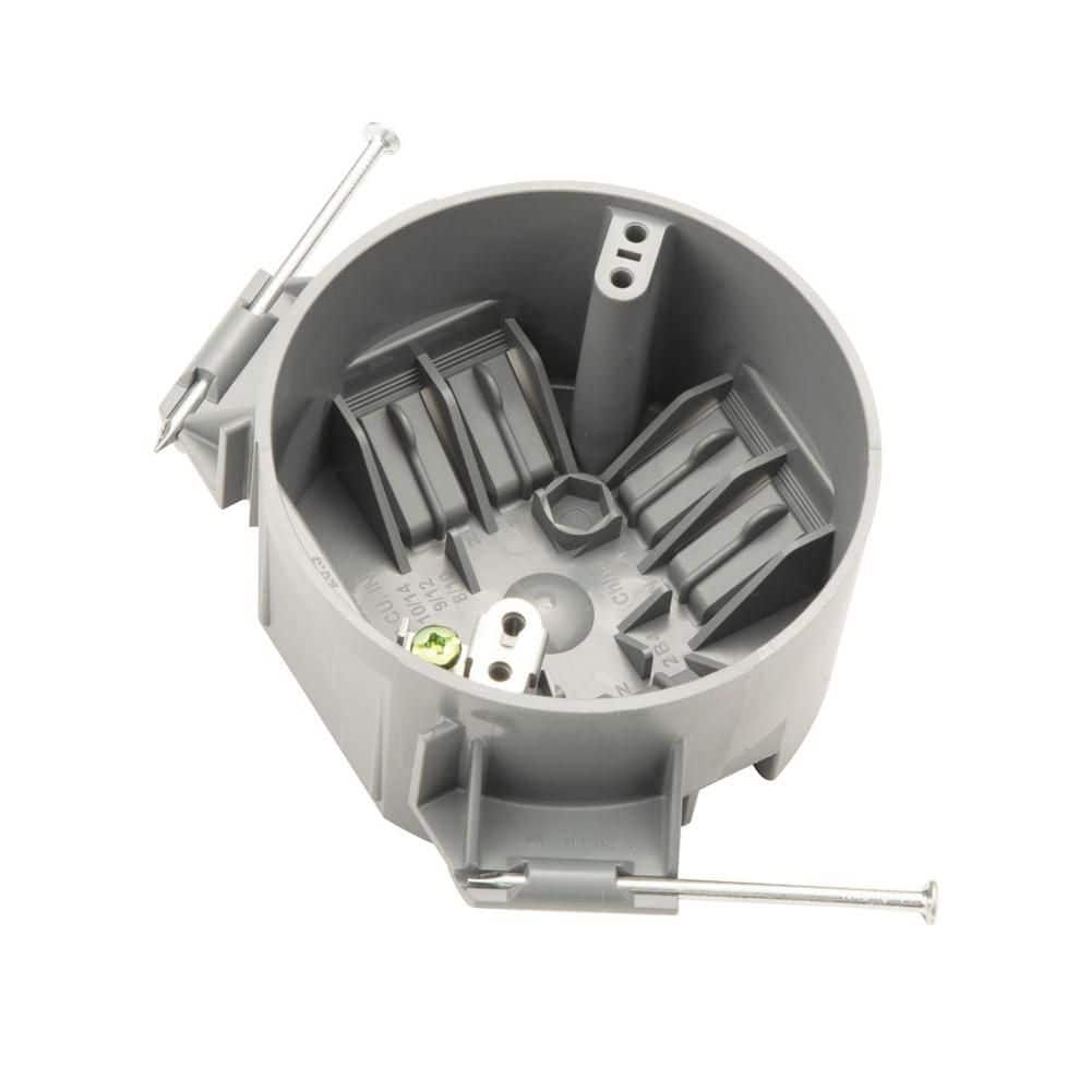 RUN BISON 1-Gang Round 20 cu. in. PVC New Work Electrical Outlet Box ...