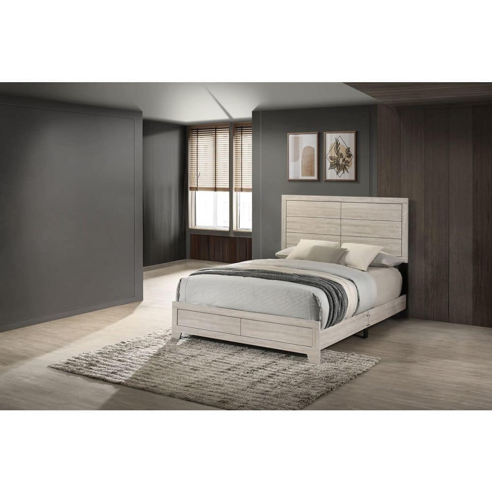Best Quality Furniture Dolce Rustic Gray Oak Color Wood Frame Eastern ...