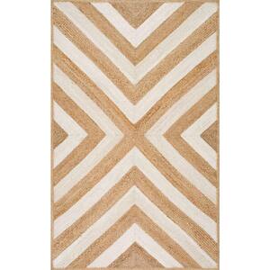 nuLOOM Edna Chevron Jute Natural 9 ft. x 12 ft. Area Rug TAJT11A-860116