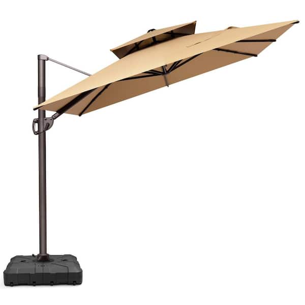 CLOUDFLY 11 x 9 ft. Double Top Cantilever Umbrella with 6-Position Tilt ...