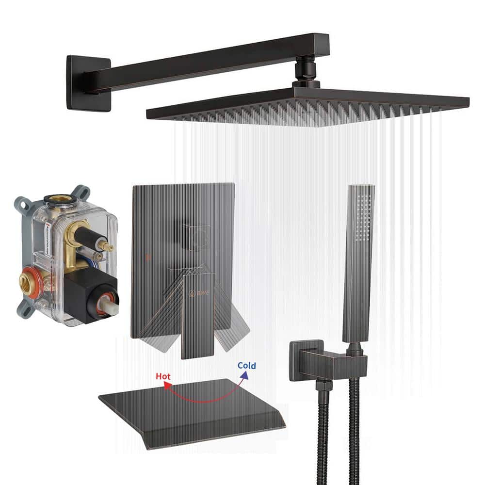 BWE 3-Spray Patterns with 2.5 GPM 12 in. Showerhead Wall Mounted Dual ...