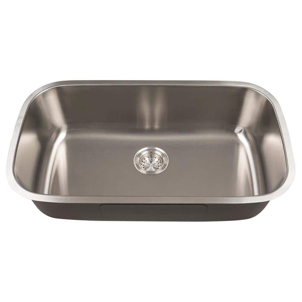MSI 32 in. Undermount Single Bowl 18 Gauge Stainless Steel Kitchen Sink ...