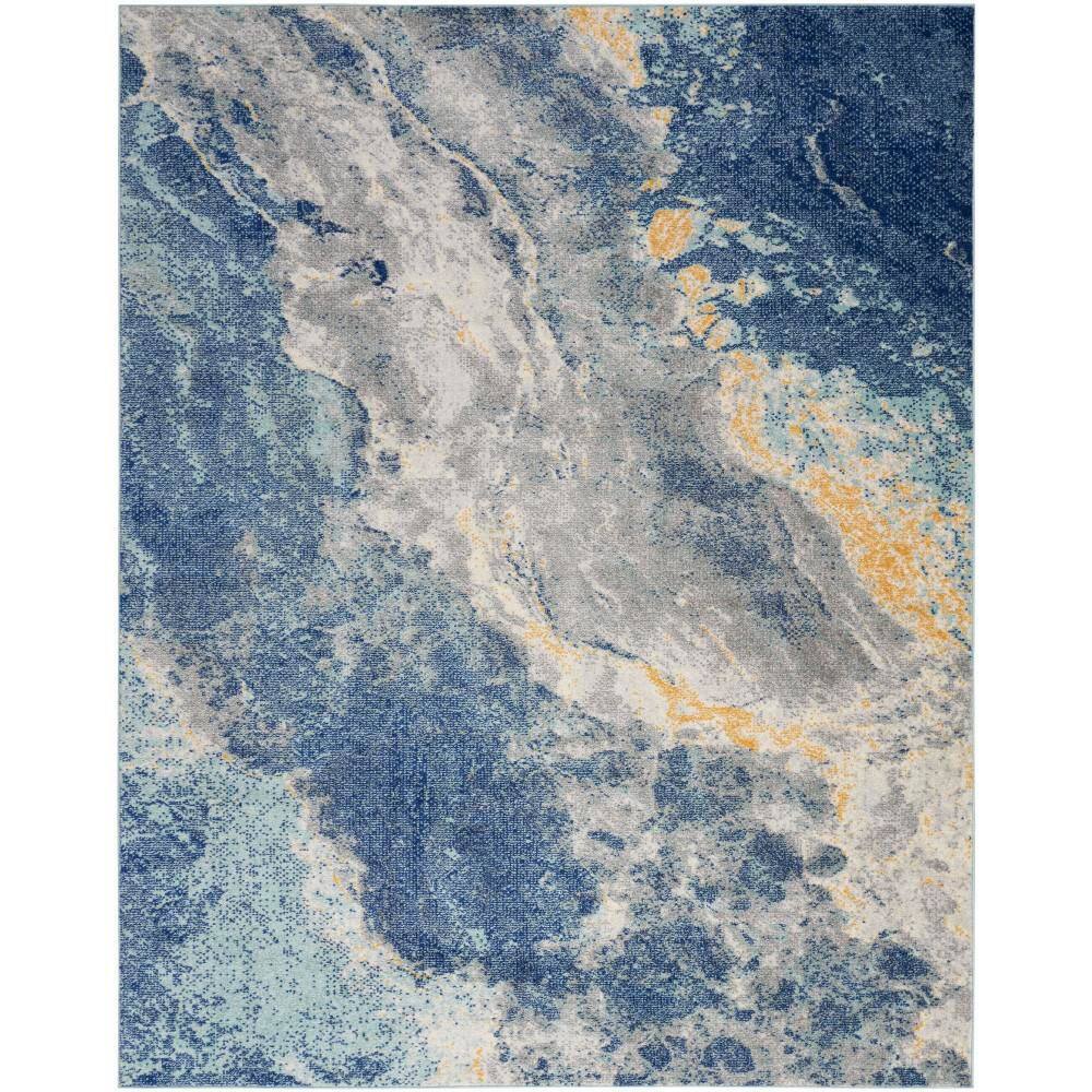 Nourison Passion Blue Multicolor 9 ft. x 12 ft. Abstract Contemporary ...