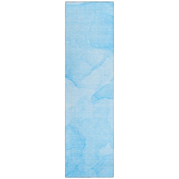 HomeRoots Blue 2 ft. x 8 ft. Abstract Indoor / Outdoor Area Rug ...