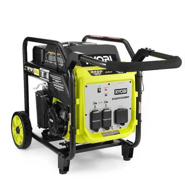 RYOBI 4000-Watt Recoil Start Gasoline Powered Inverter Generator with ...